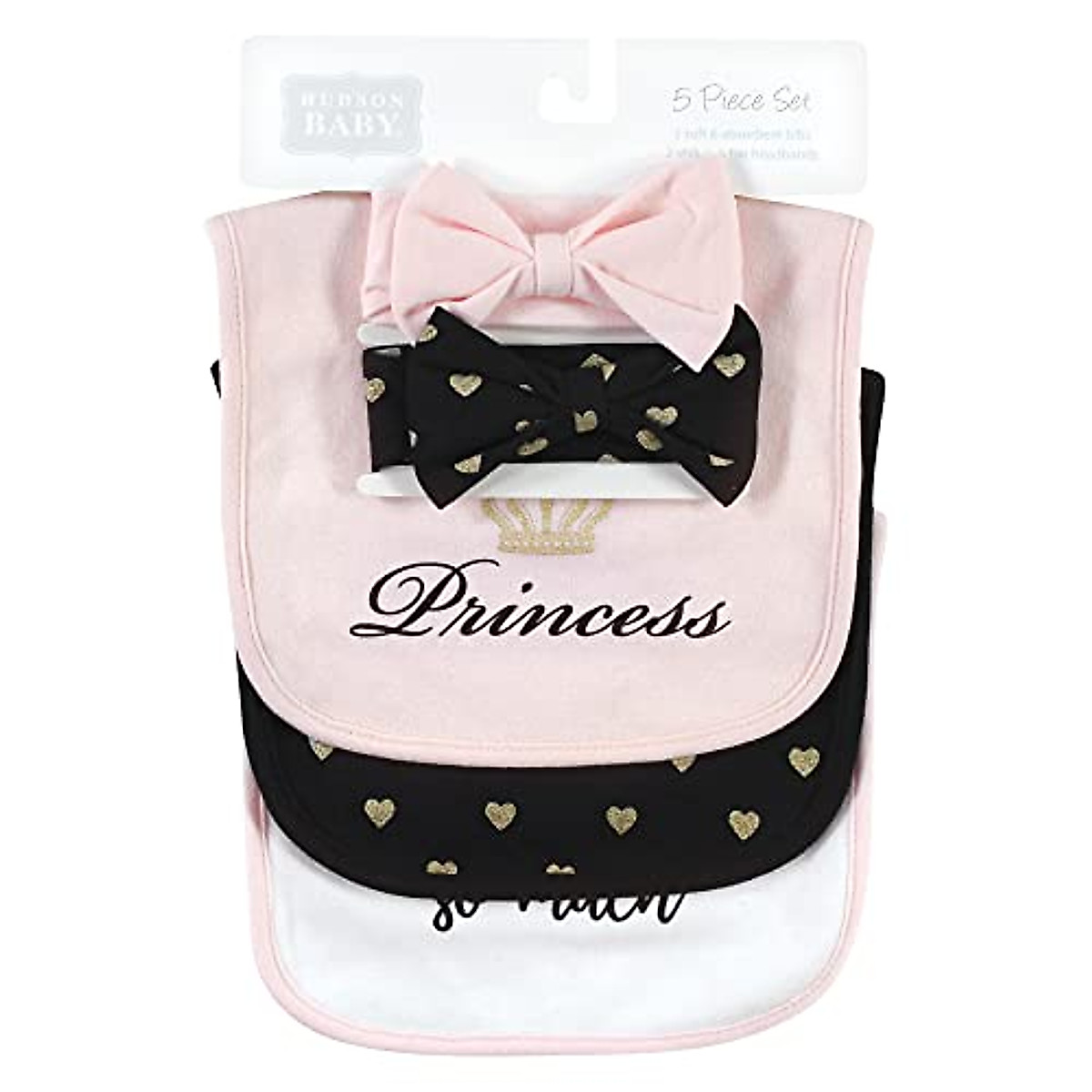 Hudson Baby Unisex Baby Cotton Bib and Headband or Caps Set, Daddys Princess, One Size