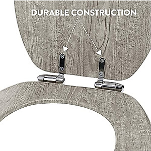 Ginsey Home+Solutions Distressed Grey Wood Round Toilet Seat 12015