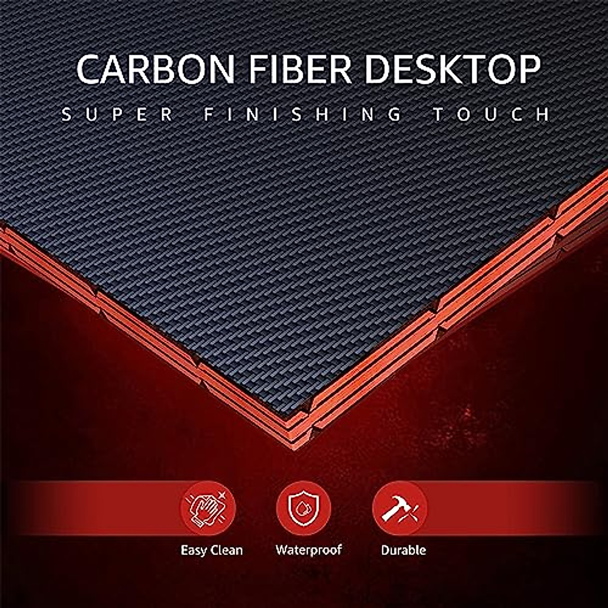 Lufeiya Black L Shaped Gaming Desk - 51 Inch Computer Corner Desks, Carbon Fiber Surface PC Desk Table with Monitor Stand for Home Office Writing, Black