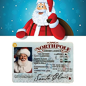 Santa Claus Lost Drivers License Christmas Decorations,Novelty Santa Sleigh Flying License ID Card,Santa Claus Card Flight License Christmas Eve Key Box Gift Xmas Tree Ornament