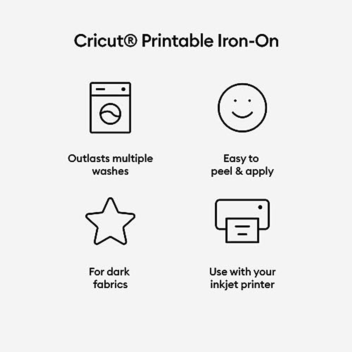 Cricut Printable Iron On Vinyl for Dark Fabrics - US Letter Size, (3ct), Printable HTV Vinyl for Inkjet Printer, Compatible with Cricut Maker, Expression and Cricut Joy Xtra Machines