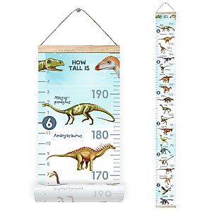LIFELIKO Personalised Growth Chart for Dinosaur Lovers, Removable Wall Ruler for Boys and Girls, Kid’s Room Decoration (Blue)