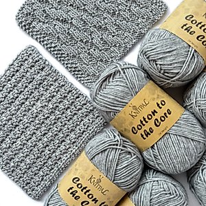 KnitPal Cotton to The Core Soft Cotton Yarn for Crocheting, 78% Cotton and 22% Acrylic - Soft Baby Yarn for Crocheting - 3 DK Weight Cotton Yarn for Knitting - 6 Skeins, 852yds/300g (Dolphin Grey)