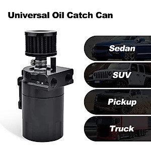 EVIL ENERGY Baffled Oil Catch Can,Oil Separator Catch Can with Breather Filter 300ml Universal Aluminum