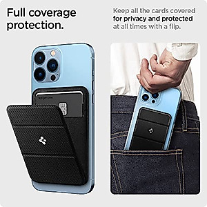 Spigen Smart Fold (MagFit) Magnetic Wallet Card Holder Designed for MagSafe with Kickstand Compatible with iPhone 14, iPhone 13, iPhone 12 Models - Black