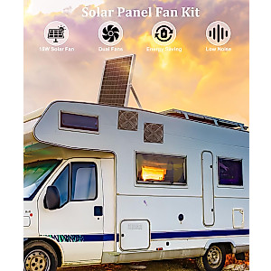 Aeecruny Solar Powered Fan Kit, Upgrade 15W Solar Panel Fan for Campervan, Greenhouse, Solar Exhaust Fan for Shed, Pet Houses