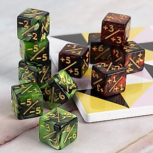 48 Pieces MTG Dice Counter Magic The Gathering Counters +1/+1 Dice Tokens Set Loyalty Life Gifts for Cards Gaming Accessories (Ruby, Emerald)