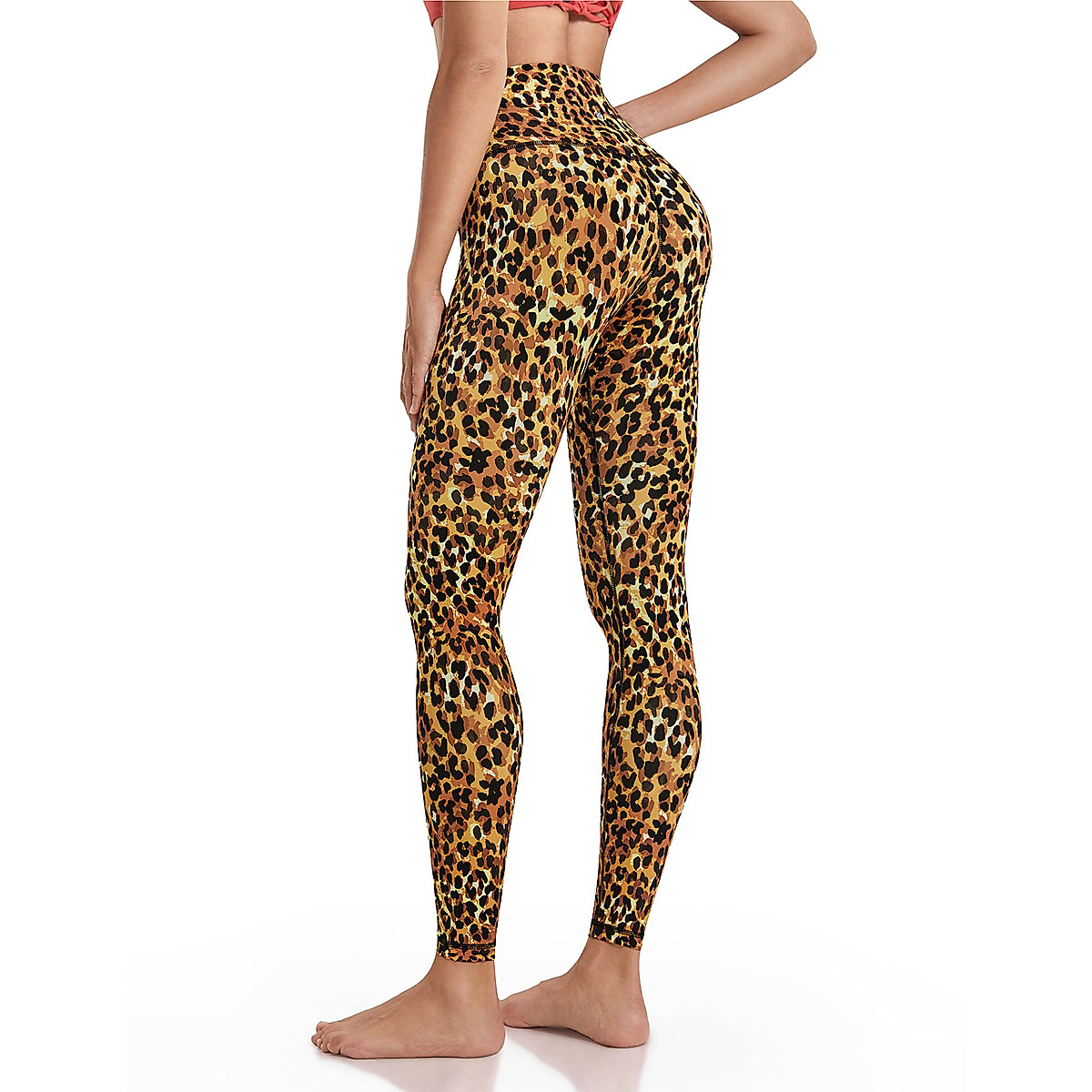 LIEBERGO Workout Leggings for Women Tummy Control High Waisted Yoga Pants Printed Leggings for Women Festival- 25 Inches Beauty and The Beast Leopard XX-Small