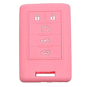 Btopars 2pcs 5 Button Smart Remote Key Fob Rubber Case Cover Protector Compatible with Cadillac ATS CTS DTS STS XTS ATS SRX Escalade Black Pink