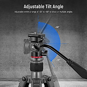 NEEWER Tripod Fluid Head Pan Tilt Head with Arca Type Quick Release Plate and Handle, Metal Panorama Head with Scaled Base (⌀37mm) for Compact Video Camera DSLR Camera, Load up to 6.6lb, GM24 (Red)