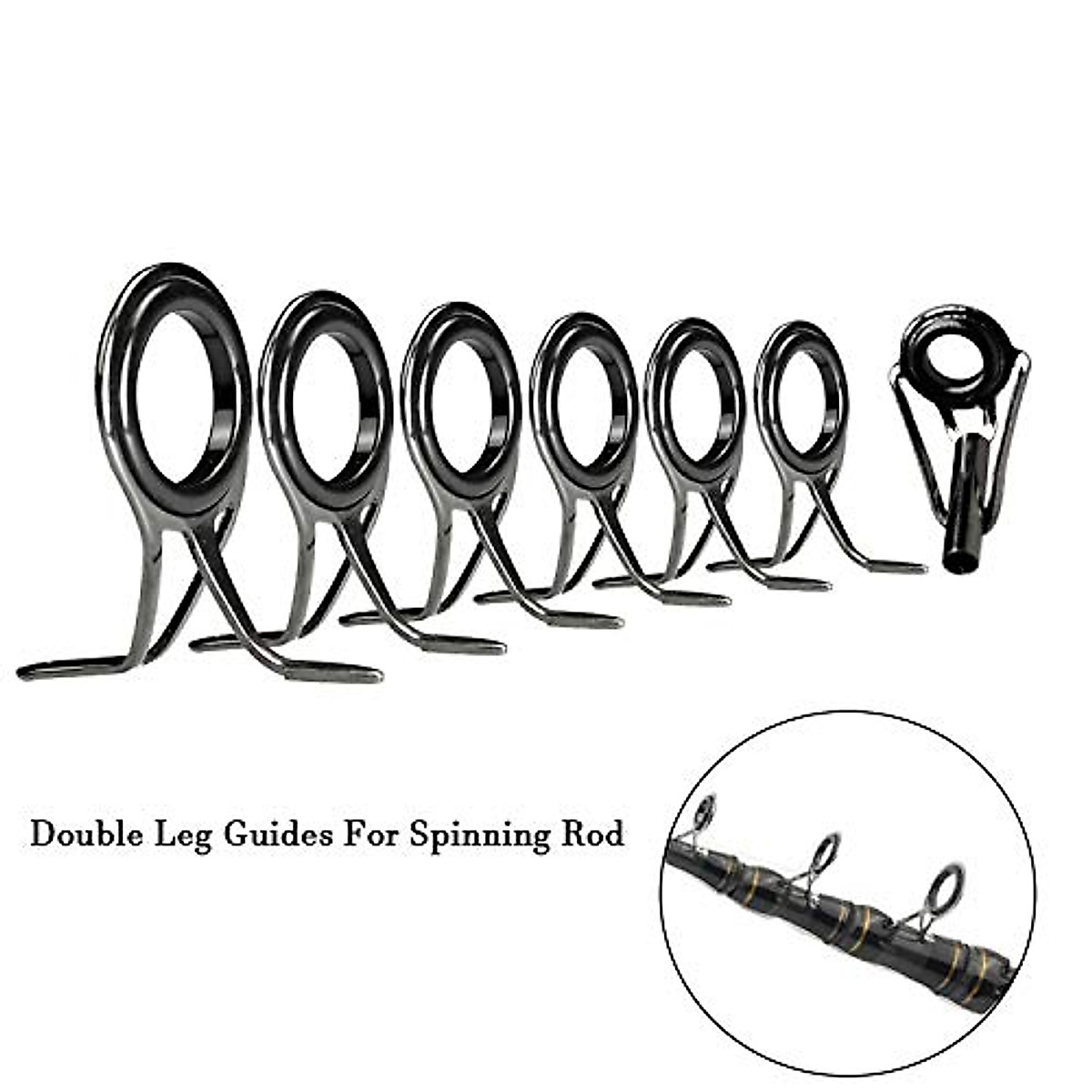 QualyQualy Fishing Rod Tip Repair Kit Rod Guide Repair Kit Pole Eyes Tip Repair Kit Stainless Steel Ceramic Ring Fishing Rod Repair Kit Fishing Pole Tip Guides Replacement Kit 7pcs