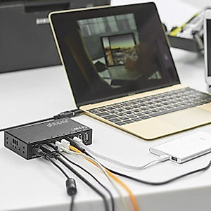 SotMa - USB 2.0 Hub - 7 Port Powered USB Hub Splitter - USB Port Expander with 12V 3A Power Adapter, LEDs and Mounting Bracket - Black