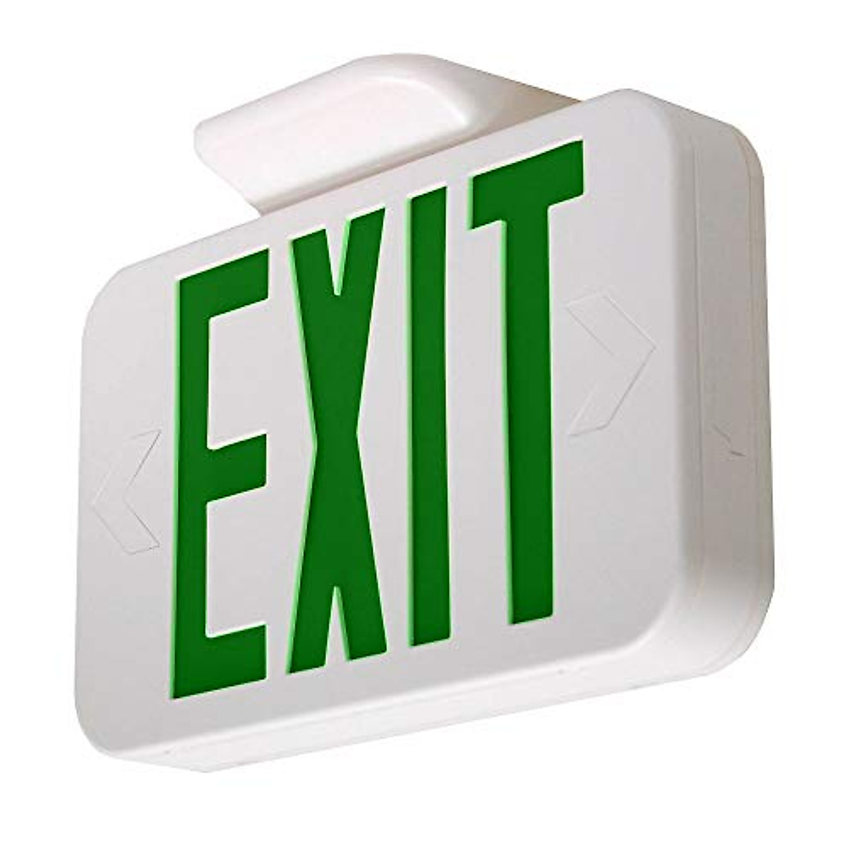 LFI Lights | Green Exit Sign | All LED | White Thermoplastic Housing | Hardwired with Battery Backup | Optional Double Face and Knock Out Arrows Included | UL Listed | (2 Pack) | LEDJR-G