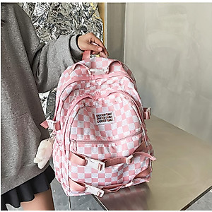 LaurelTree Kawaii Aesthetic Cute Backpack with Accessories and Pins Laptop Travel Bag School Students Suppliers Teens Girls (Pink)
