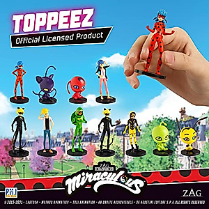 P.M.I. Miraculous Ladybug Designs Topeez | 12 Miraculous Ladybug Topeez Out of 16 Designs in 1 Pack | 6 Topeez and 2 Rare Hidden Mystery Topeez (Assortment A)
