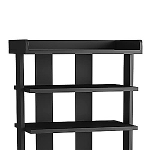 HOMEFORT 7-Tier Wood Shoe Rack, Double Rows, Black, 18" W x 11" D x 45" H