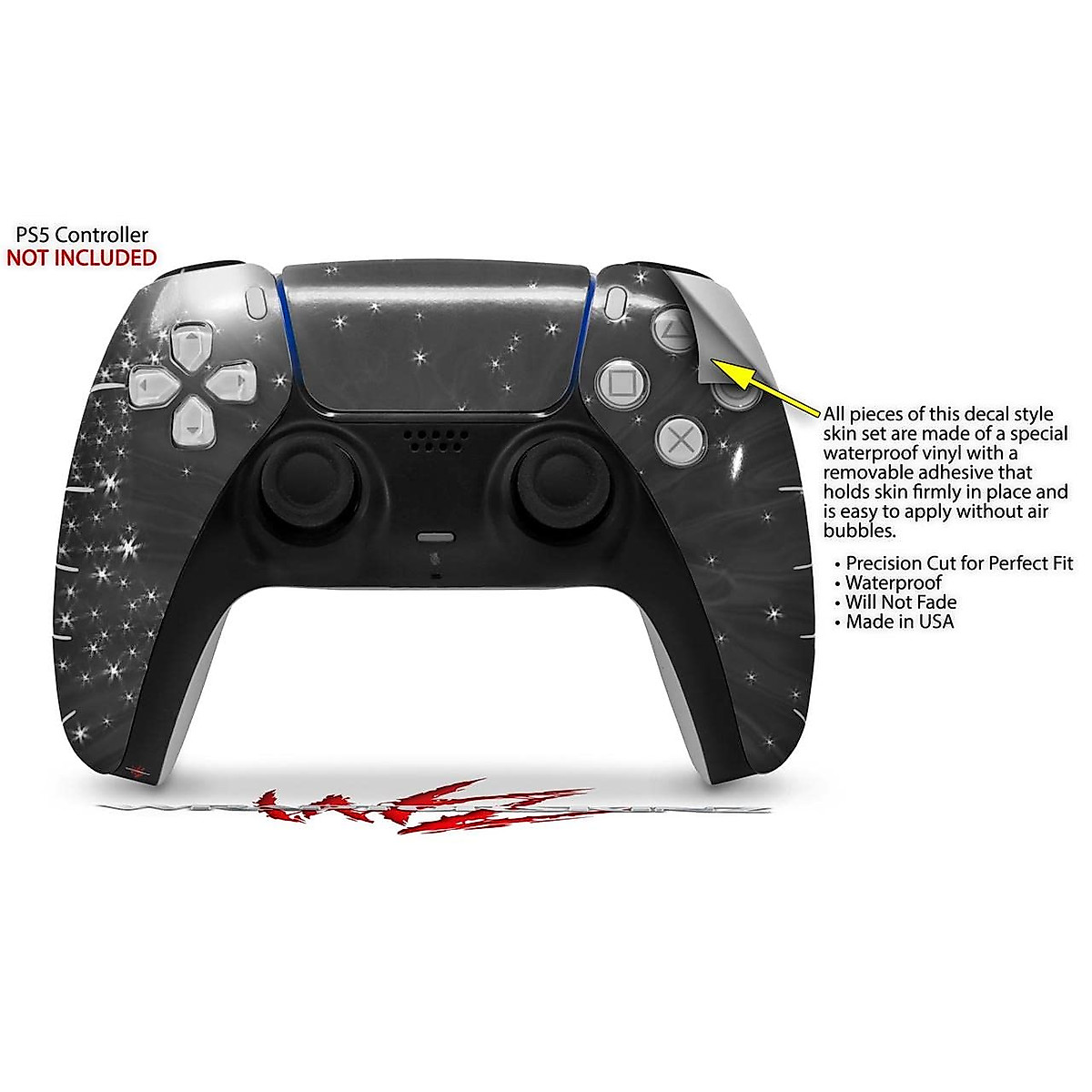 WraptorSkinz Skin Wrap compatible with Sony PS5 DualSense Controller Stardust Black (CONTROLLER NOT INCLUDED)