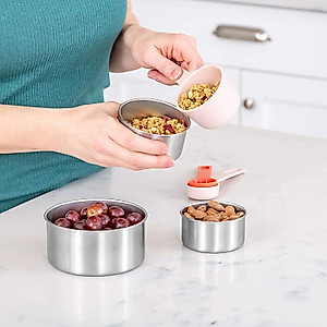 Stainless Steel Dressing Containers with lids, Set of 3 (13oz, 6oz, 3oz) Multipurpose To-Go Meal Prep for Bento Box Lunch Box, Snacks, Tea, Coffee or Food, Leakproof, Stackable and Airtight (BLUE)