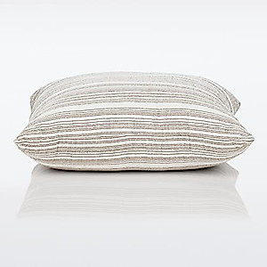 Nate Home by Nate Berkus Textured Cotton Linen Stripe Decorative Throw Pillow | Modern Decor, Cushion for Couch, Chairs, Bedroom from mDesign - Square Size 20" x 20", Natural/Truffle (Brown)