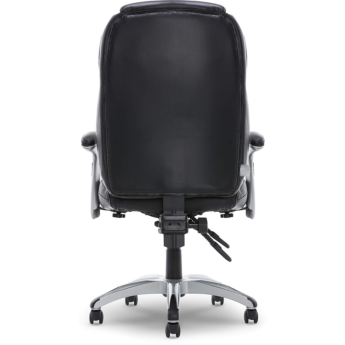 Serta Ergonomic Leather Computer Chair with Layered Memory Foam, Contoured Lumbar, Pillowed Headrest Executive Adjustable Office, Black 25.25D x 29W x 44.5H in