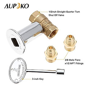 Aupoko Fire Pit Installation Kit with 90K BTU Propane Gas Valve Control Assembly System Kit, Including 1/2' Chrome Key and Quarter-Turn Shut-Off Valve, Replacement for Propane Gas Connection