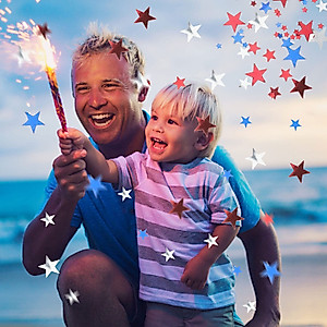 ABOOFAN Metallic Star Confetti Independence National Day Confetti Glitter Red White Blue Twinkle Stars Table Scatter Confetti for 4th of July American Theme Patriotic Party Supplies