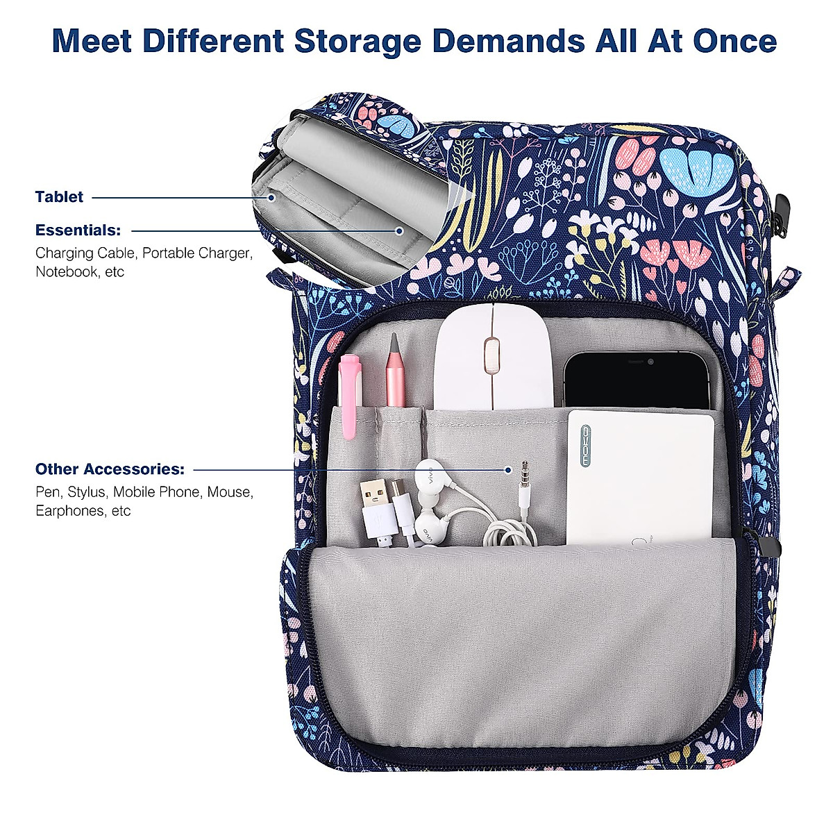 Dadanism 9-11 Inch Tablet Sleeve Bag Carrying Case with Shoulder Strap for iPad 10th Gen 10.9", iPad 9/8/7th 10.2", iPad Air 11", iPad Pro 11", iPad Air 5/4, Galaxy Tab A9+ Plus 11", Night Blue