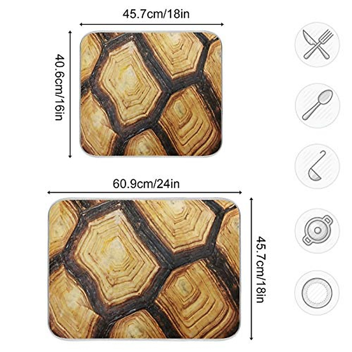 Turtle Shell Dish Drying Mat Carapace Print Kitchen Dry Mats Decor Absorbent Baby Bottle Pad for Home Counter Drainer Countertops