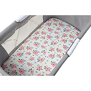 Bassinet Sheets Set 3 Pack for Baby Girl, Stretchy Soft Jersey Knitted Fitted Sheet Universal for Oval Rectangle and Hourglass Bassinet Mattress, Pink Floral
