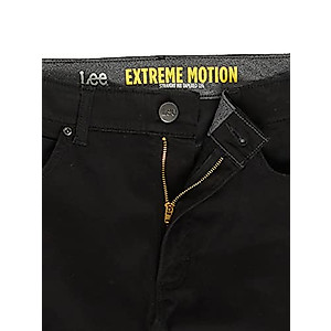 Lee Men's Extreme Motion Straight Fit 5 Pocket Pant, Union-All Black, 38W x 32L