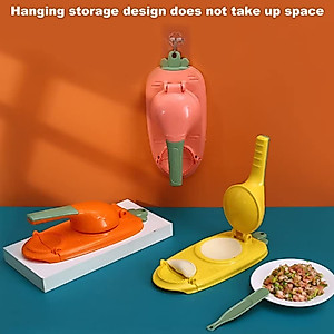 CORNICIONE 2 in 1 Portable Dumpling Maker,Cookie Press Machine,Multi-function DIY Manual Dumpling Press Molds Set,Suitable for Adults and Children（Orange）