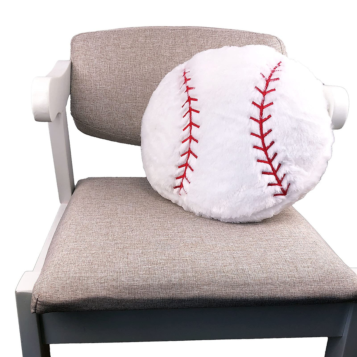 CHORONMO Baseball Pillow Fluffy Baseball Plush Pillow Baseball Throw Pillow Soft Stuffed Baseball Plush Pillow Toy Durable Round Baseball Shaped Pillow Sport Toys Gift for Kids Room Decor