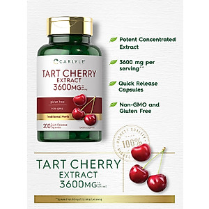 Carlyle Tart Cherry Extract Capsules | 200 Count | Non-GMO and Gluten Free Formula | Traditional Herb Supplement