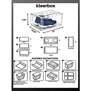 Kleerbox Shoe Box Organizer - 4 Pack - Acrylic - Secure Stacking Shoe Rack - Shoe Organizer - Closet Storage Organizer - Shoe Container for Display - Magnetic Drop Front - Dust, Crease Proof - Clear