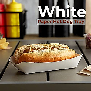 Angel's Peel Lounge White Paper Food Tray 5lb- Grease-Resistant and Microwavable- Heavy Duty Paper trays great for Tacos, Nachos, Fries, BBQ's, Picnics, Carnivals and Parties (Pack of 100)