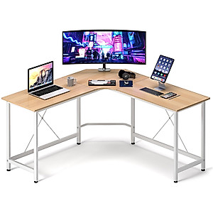 soges L Shaped Desk, 59inch L Desk Computer Corner Desk, Gaming Desk, Home Office Writing Desk, Space-Saving Workstation Desk, Maple