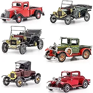 Fascinations Metal Earth 3D Metal Model Kits Ford Set of 6-1908 Model T Dark Green - 1910 Model T - 1931 Model A - 1932 Coupe - 1937 Pickup - 1925 Model T Runabout
