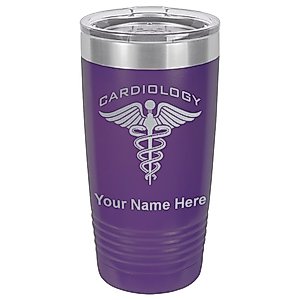 LaserGram 20oz Vacuum Insulated Tumbler Mug, Cardiology, Personalized Engraving Included (Dark Purple)