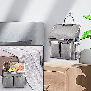 LYroo Gray Wall Organizer Hanging Basket with Lid Hanging Organizer Bag for Bathroom Bedroom Kitchen Dorm Room Essentials Rv Storage and Organization Locker Organizer