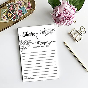 Share a Memory Card, Memorial Cards for Celebration of Life, Funeral Guest Book, Advice for The Bride, Wedding Favors, Graduation, Retirement, Going Away Party Decorations, 4x6 Inch, 50 Pack