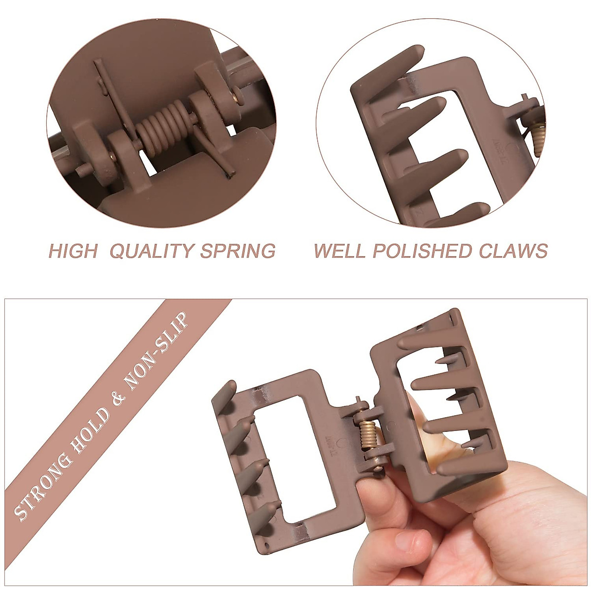 Medium Claw Hair Clips for Women Girls, 2" Matte Rectangle Small Hair Claw Clips for Thin/Medium Thick Hair, Hair Jaw Clips Nonslip Clips (Warm color)