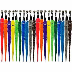 CATENESS Cat Worm Toy Refills Cat Wand Replacement Worms, 20 PCS Worms Cat Toy Refills, Cat Wand Attachments Worm for Cat Toys