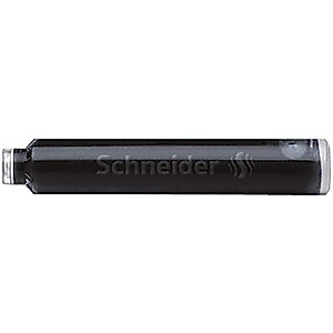 Schneider Ink Cartridge, Standard Format, Ball Closure, Refill for Fountain and Cartridge Rollerball Pens, Black Ink, Box of 6 Cartridges (6601)