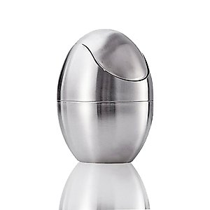 Chemlliy Mini Trash Can with Lid, Tiny Stainless Steel Countertop Trash Can, Egg Shaped Small Desk Trash Can Garbage Bin, Come with Trash Bag