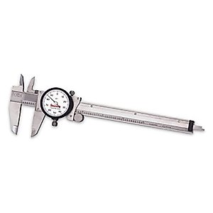 Starrett 120 Series Dial Slide Calipers for Accurate Measurement with Fitted Plastic Case - White Face, 0-6" Range, 0.001" Graduations - 120A-6