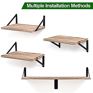 Floating Shelves, Wall Mounted Shelves Set of 2, Rustic Farmhouse Shelves with Large Storage, 12 Inch Deep Shelves Wide Display Ledges for Living Room Kitchen Bathroom Bedroom Carbonized Black