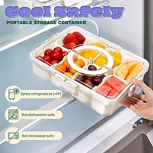 Snackle Box Container, Divided Serving Tray With Lid for Snack, Fruit Storage Containers for Fridge, You Can Use Snack Containers for Charcuterie - Fruit Tray for Picnic, 8 Compartment Snack Box