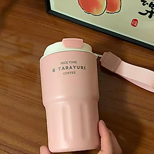 12 oz Stainless Steel Vacuum Insulated Tumbler, Travel Coffee Mug Spill Proof with Lid, Portable Thermal Mug for Keep Hot/Ice Coffee,Tea and Beer (Pink)