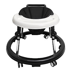 Baby Walker, 9-Gear Height Adjustable Baby Walker with Wheels, Foldable Infant Toddler Walker with Foot Pads, Baby Walkers and Activity Center for Baby Boys and Baby Girls 6-24 Months