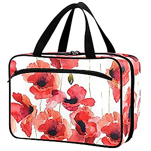 Naanle Medicine Storage Bag Colorful Poppy Flower Empty Large Family First Aid Box Pill Bottle Organizer for Home Office Car Outdoor Travel Camping Emergency Medical Supplies